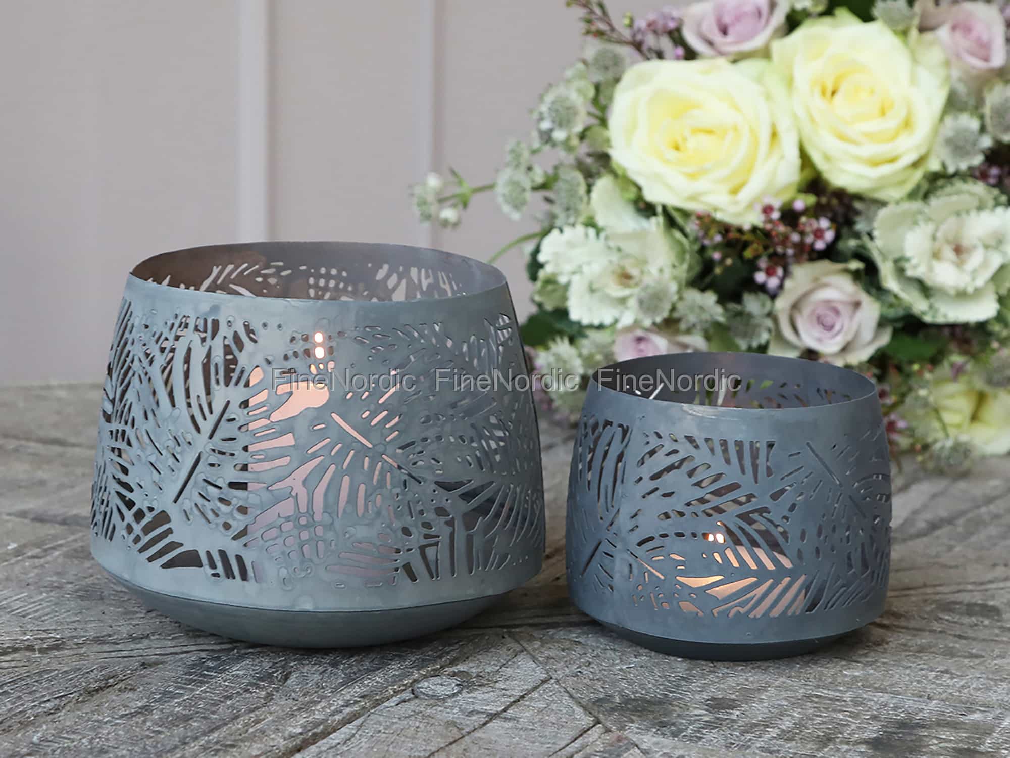 Chic Antique Windlicht Antik Zink 2er Set