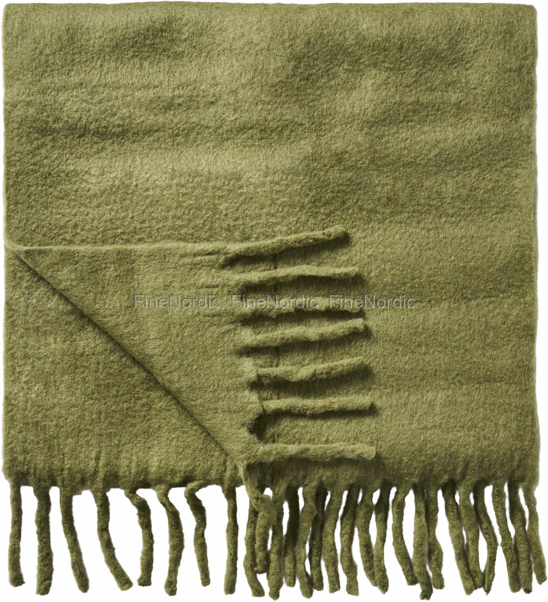 Plaid - Olivgrün - Fransen 130 x 170 cm | Ib Laursen